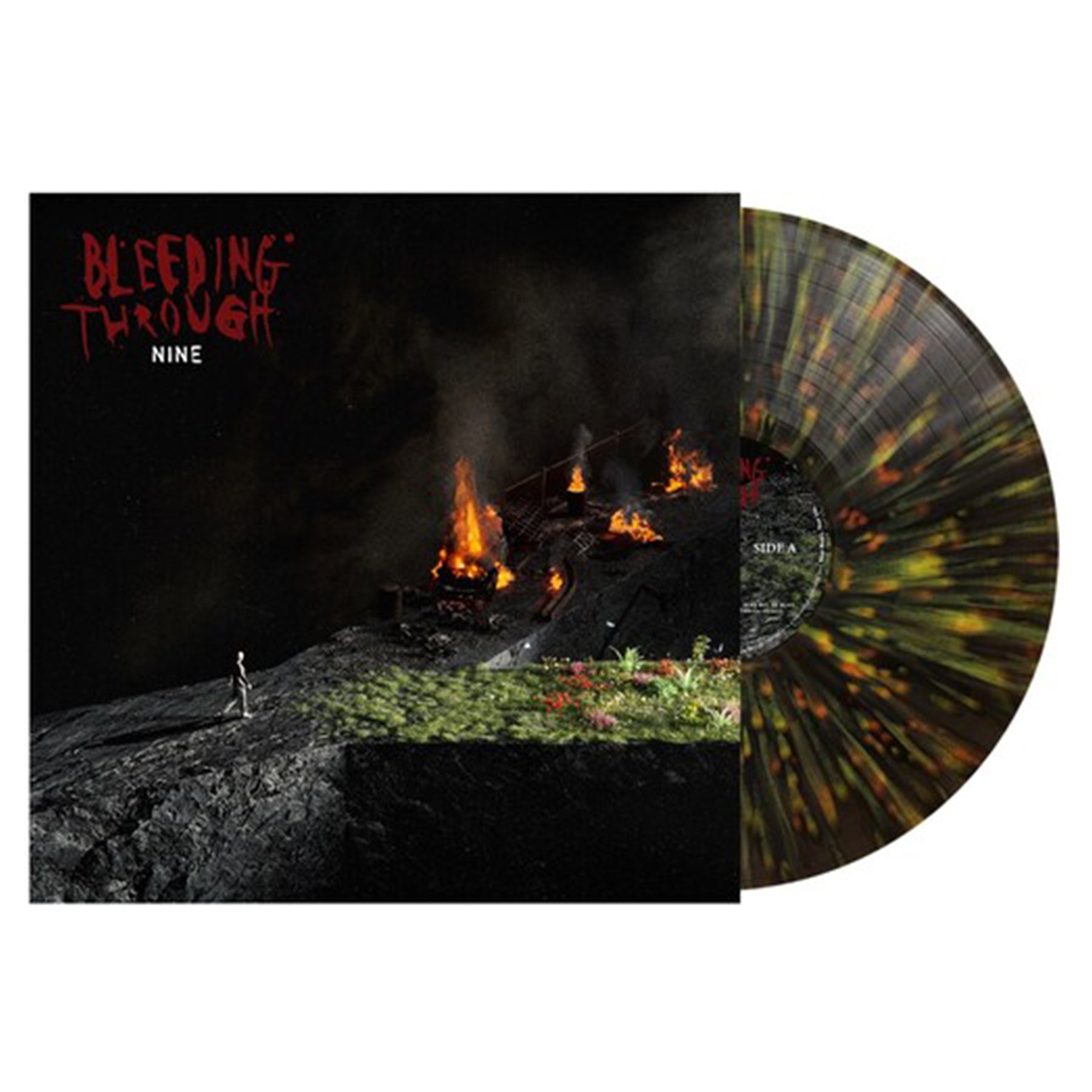 BLEEDING THROUGH 'NINE' LP (Forest Green Orange & Yellow Splatter Viny