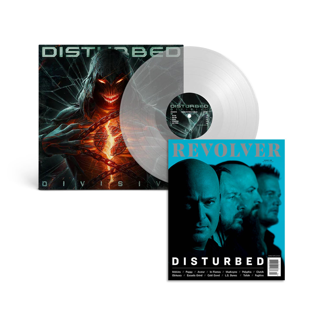 DISTURBED ‘DIVISIVE’ LP (Limited Edition Clear Vinyl) + Revolver Winte