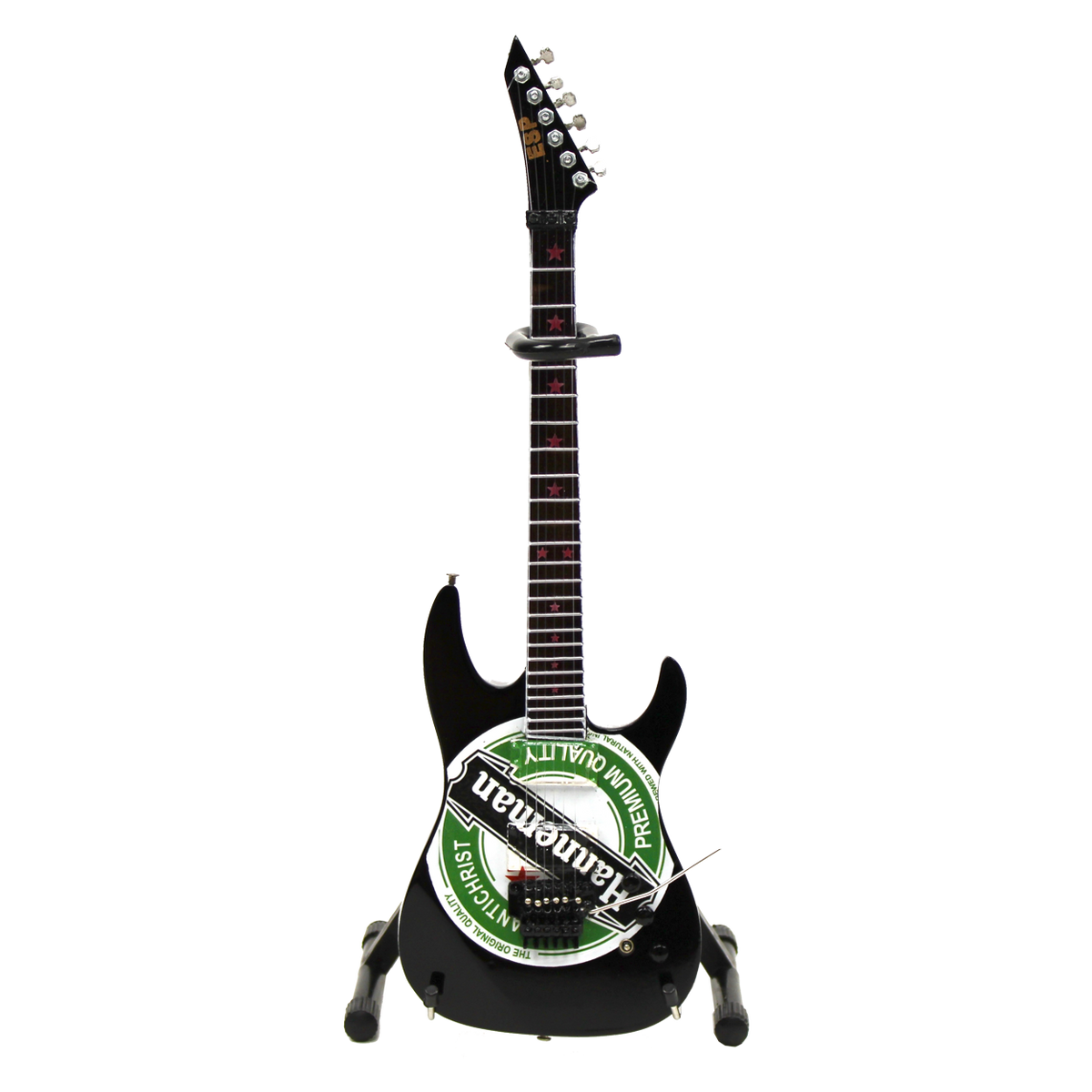 SLAYER - JEFF HANNEMAN - GREEN HEINEKEN LOGO MINI GUITAR